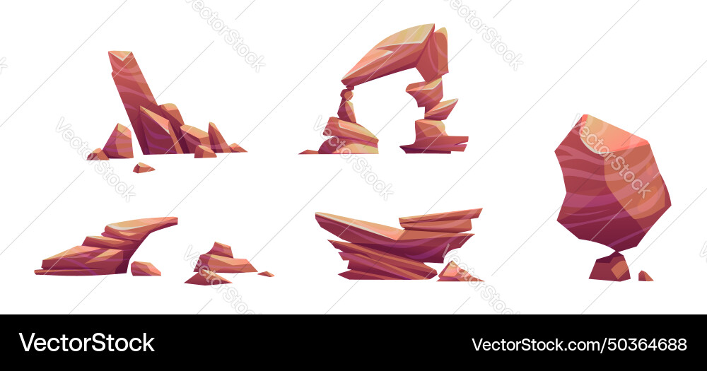 Big desert stone piles and cliff Royalty Free Vector Image