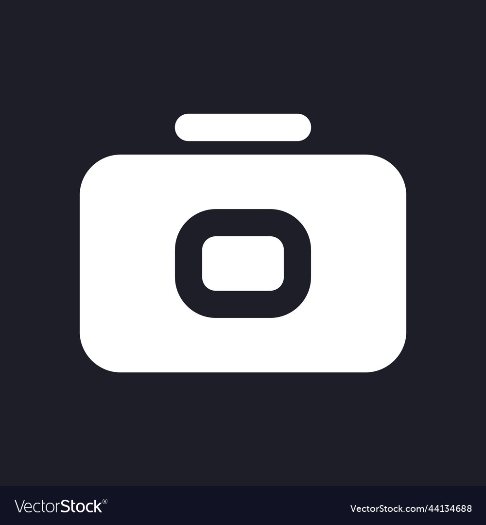Camera dark mode glyph ui icon Royalty Free Vector Image