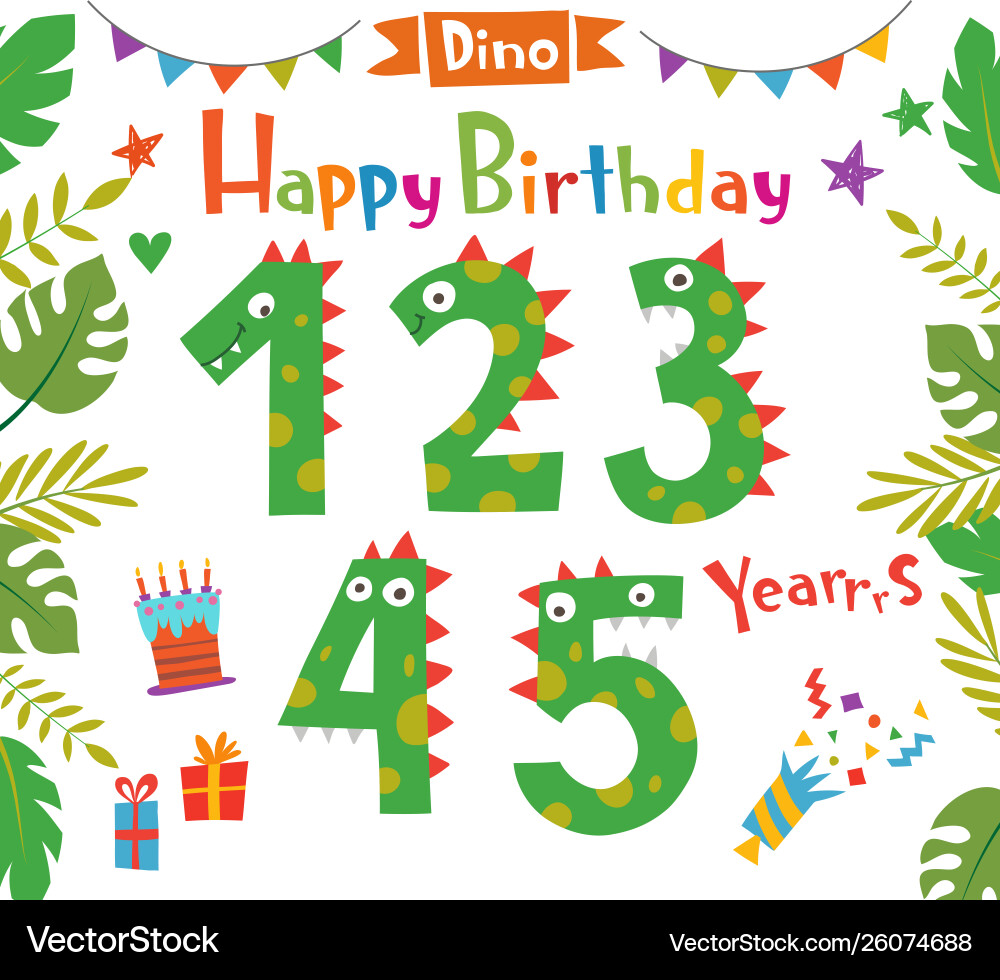 Cartoon funny numbers dinosaurs Royalty Free Vector Image