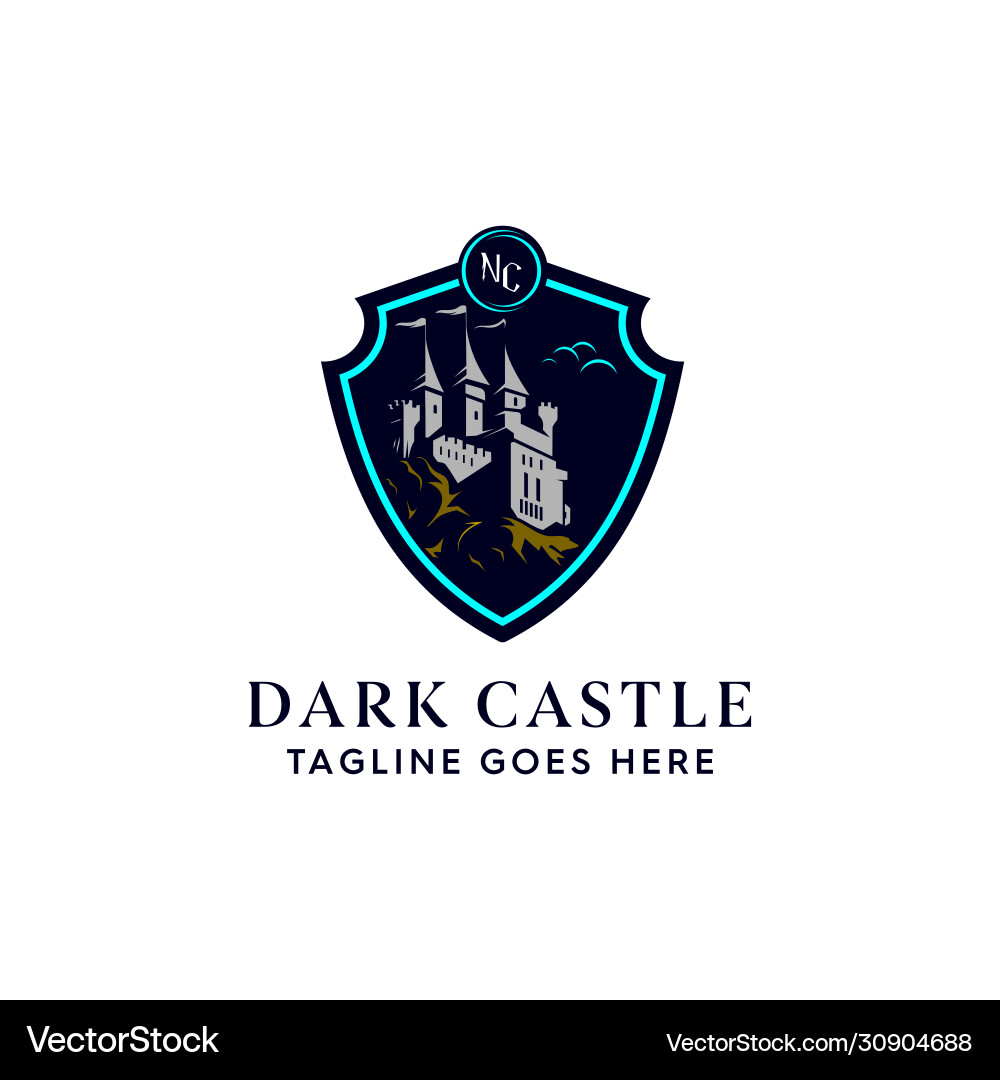Dark castle badge mascot logo Royalty Free Vector Image