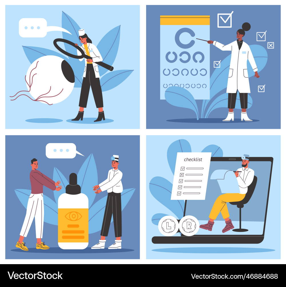 Eye doctors scene ophthalmic examination Vector Image