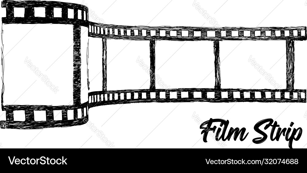 Film strip hand drawn 3d Royalty Free Vector Image