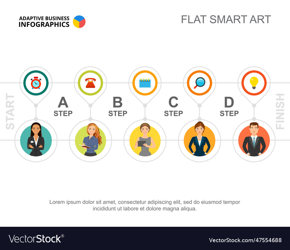 Five steps process chart template Royalty Free Vector Image Five steps process chart template Royalty Free Vector Image