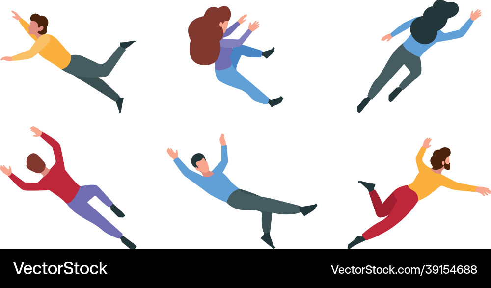 Flying people crazy levitation freedom outdoors Vector Image