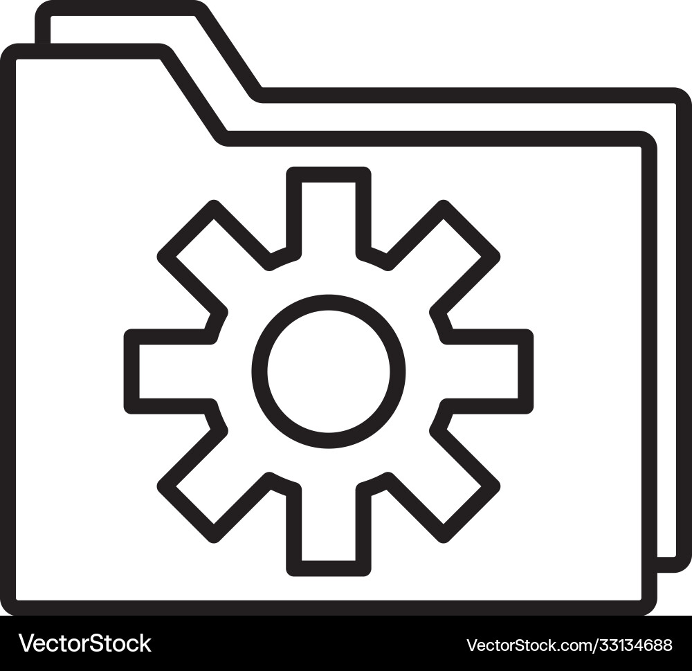Folder with gear settings machine line style icon Vector Image