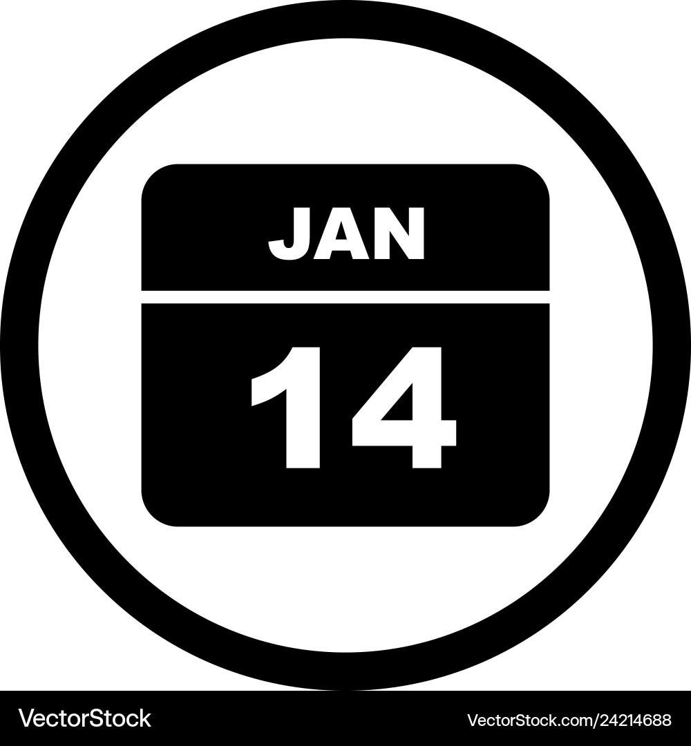 January 14th date on a single day calendar Vector Image
