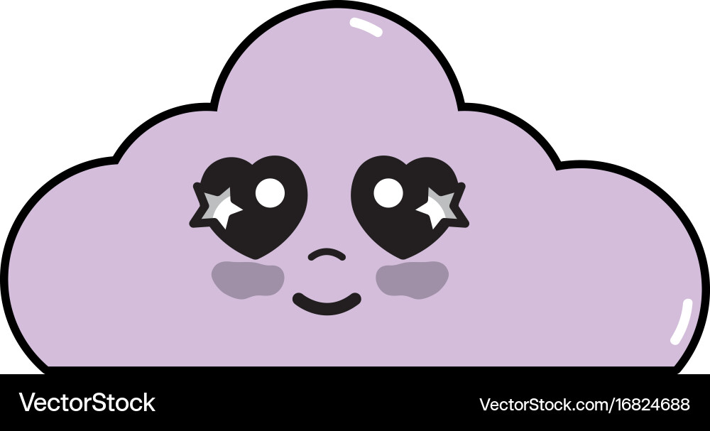 Kawaii cute happy cloud weather Royalty Free Vector Image