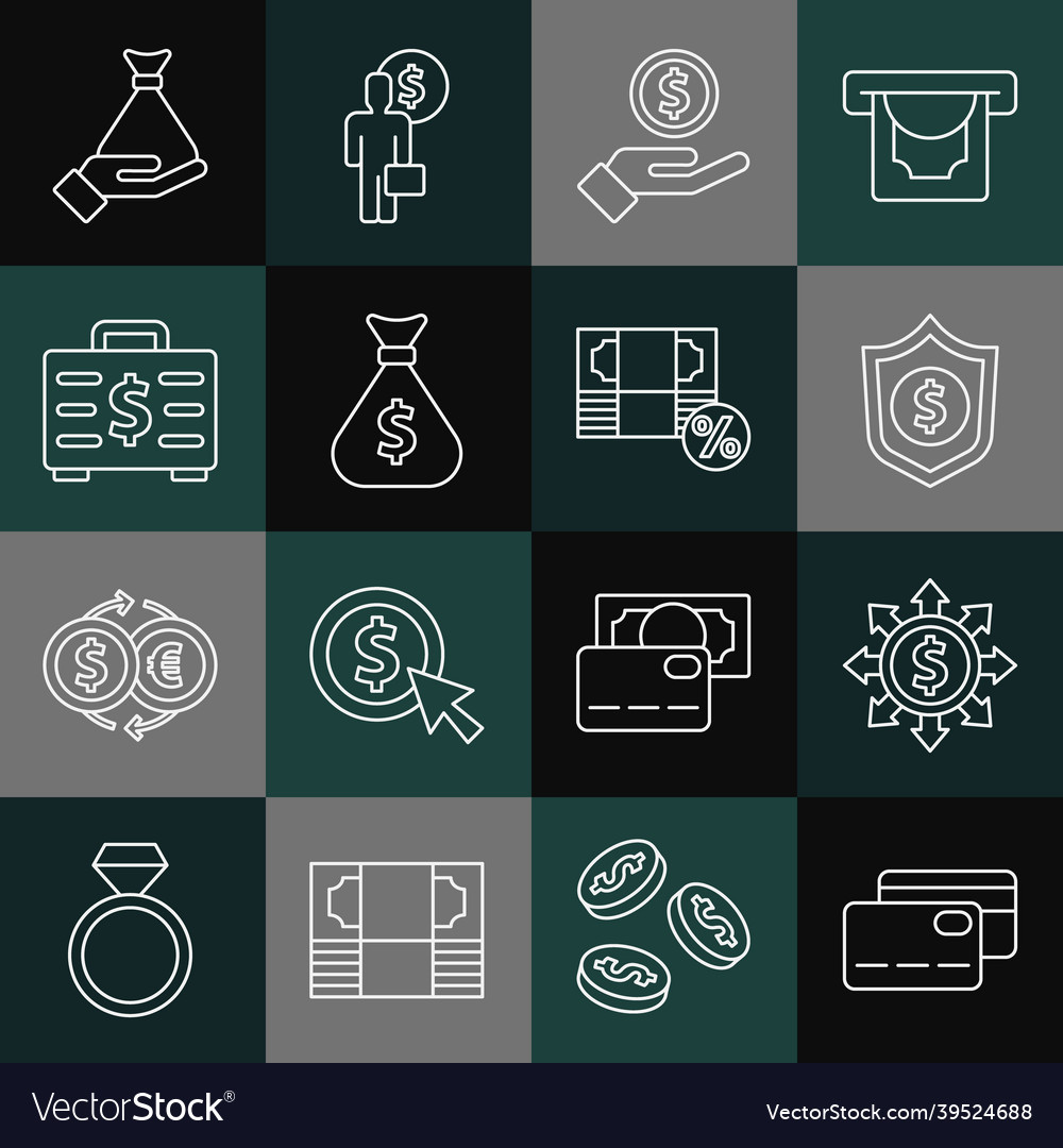 Set line credit card dollar share network Vector Image Set line credit card dollar share network Vector Image