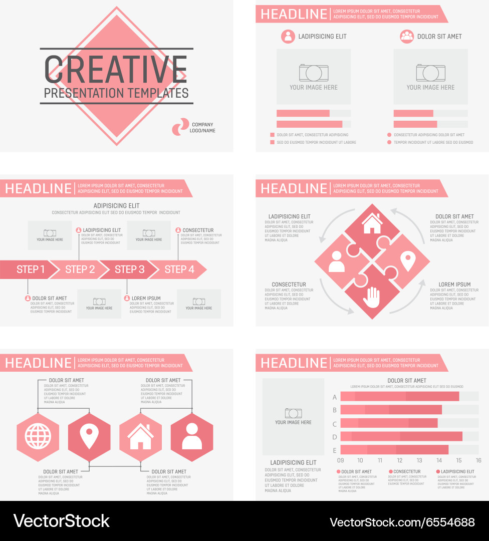 Set of 6 templates for presentation slides Vector Image