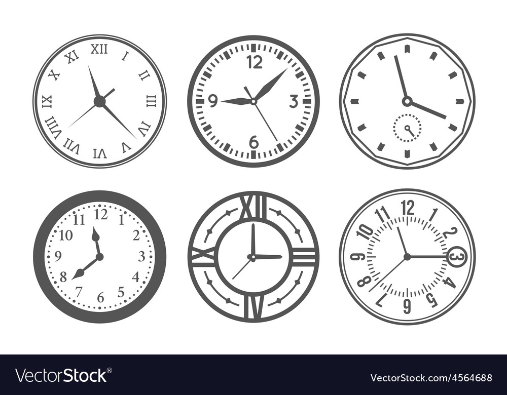 Wall clock set Royalty Free Vector Image - VectorStock