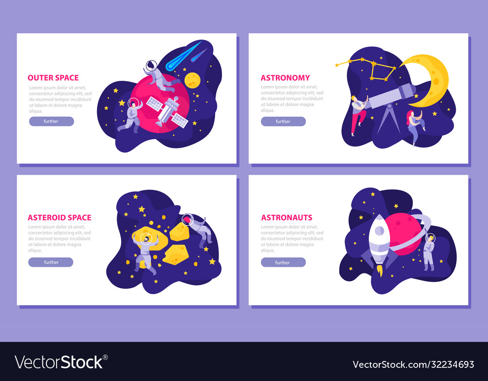 Astronomy horizontal banners set Royalty Free Vector Image