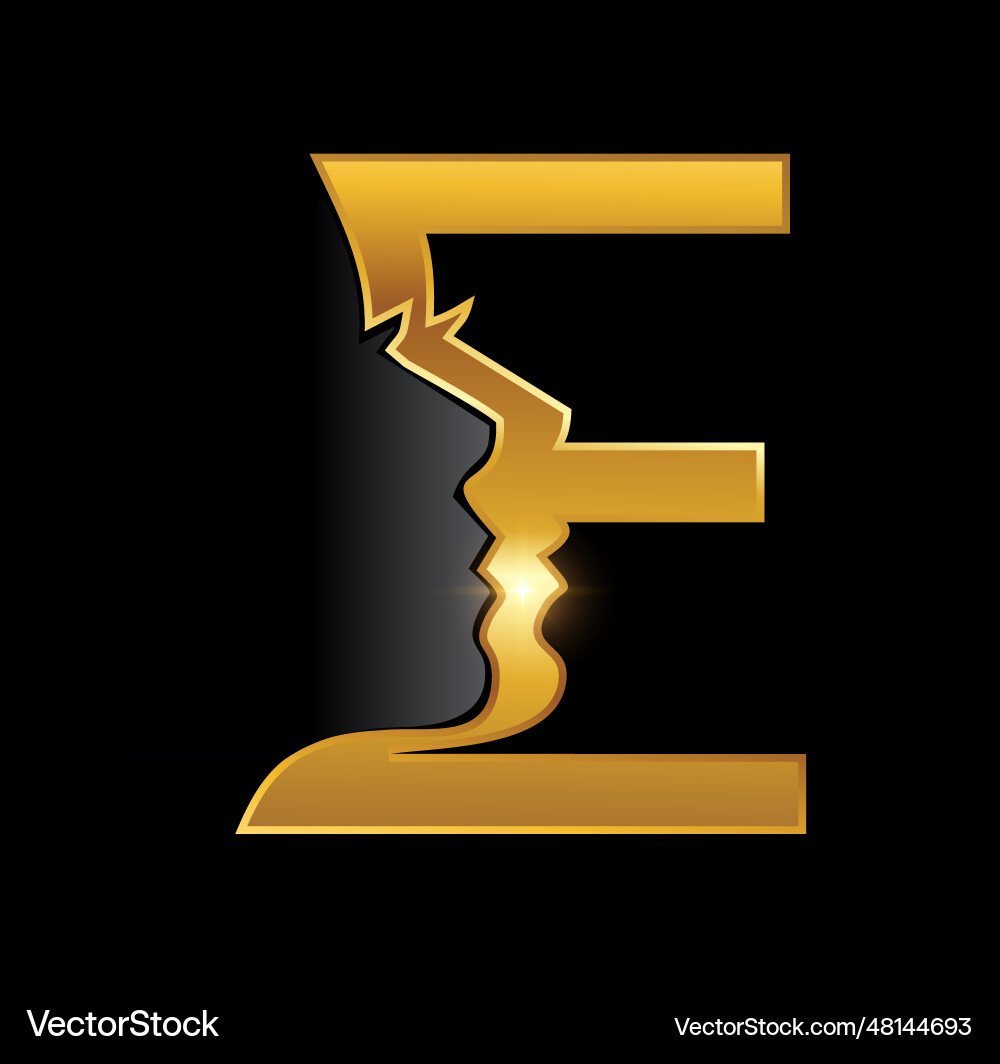 Golden women monogram logo letter e Royalty Free Vector