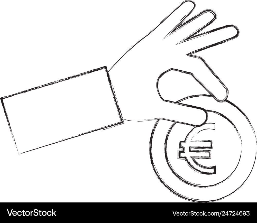Hand with coin euro isolated icon Royalty Free Vector Image