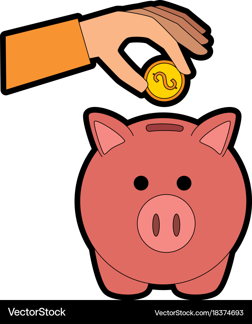 Hand with piggy savings Royalty Free Vector Image