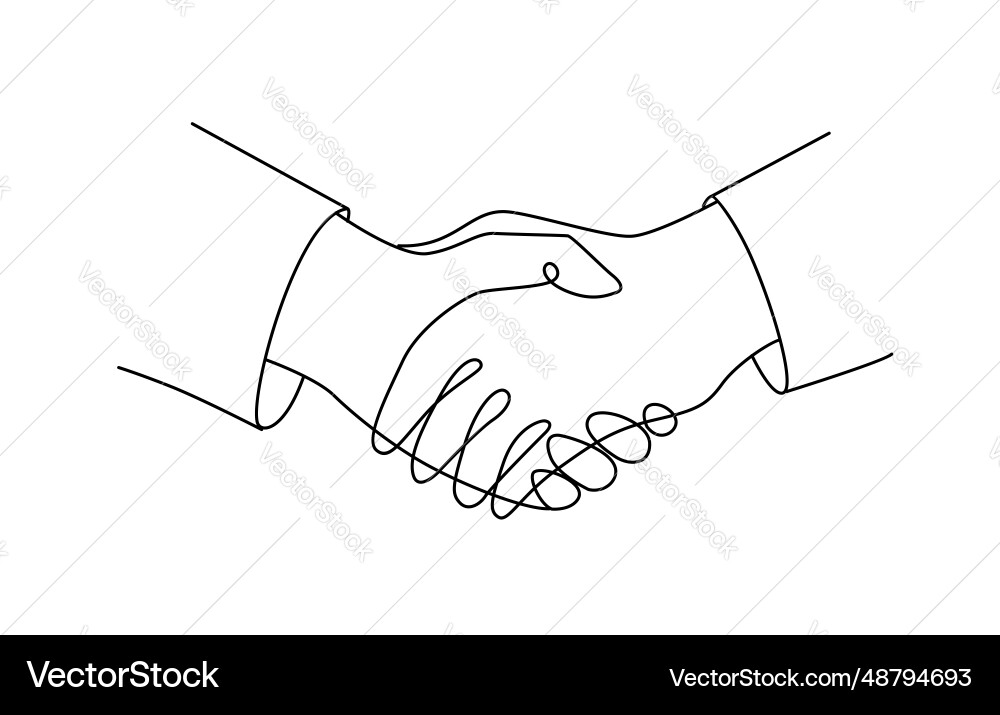Handshake business agreement drawing line art Vector Image