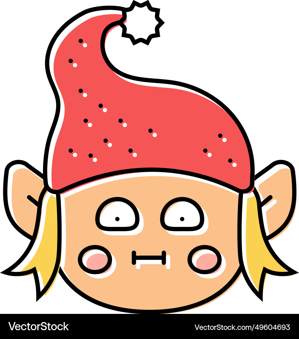 Head elf cute xmas color icon Royalty Free Vector Image