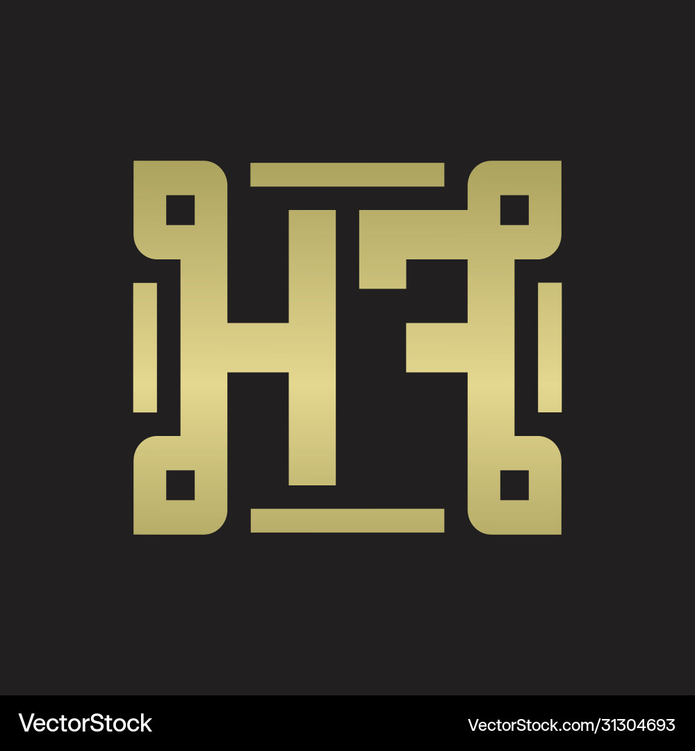 Hf logo monogram with piece line art design Vector Image