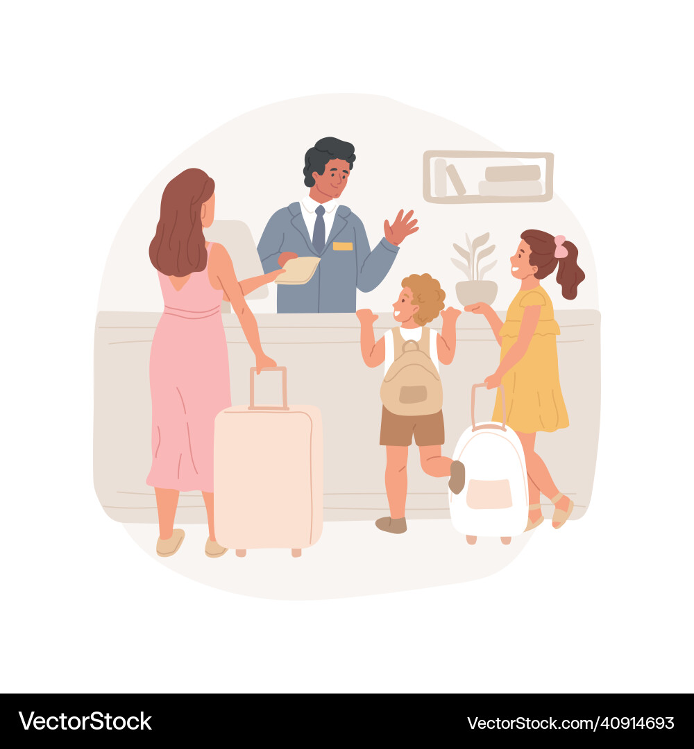 Hotel check-in isolated cartoon Royalty Free Vector Image