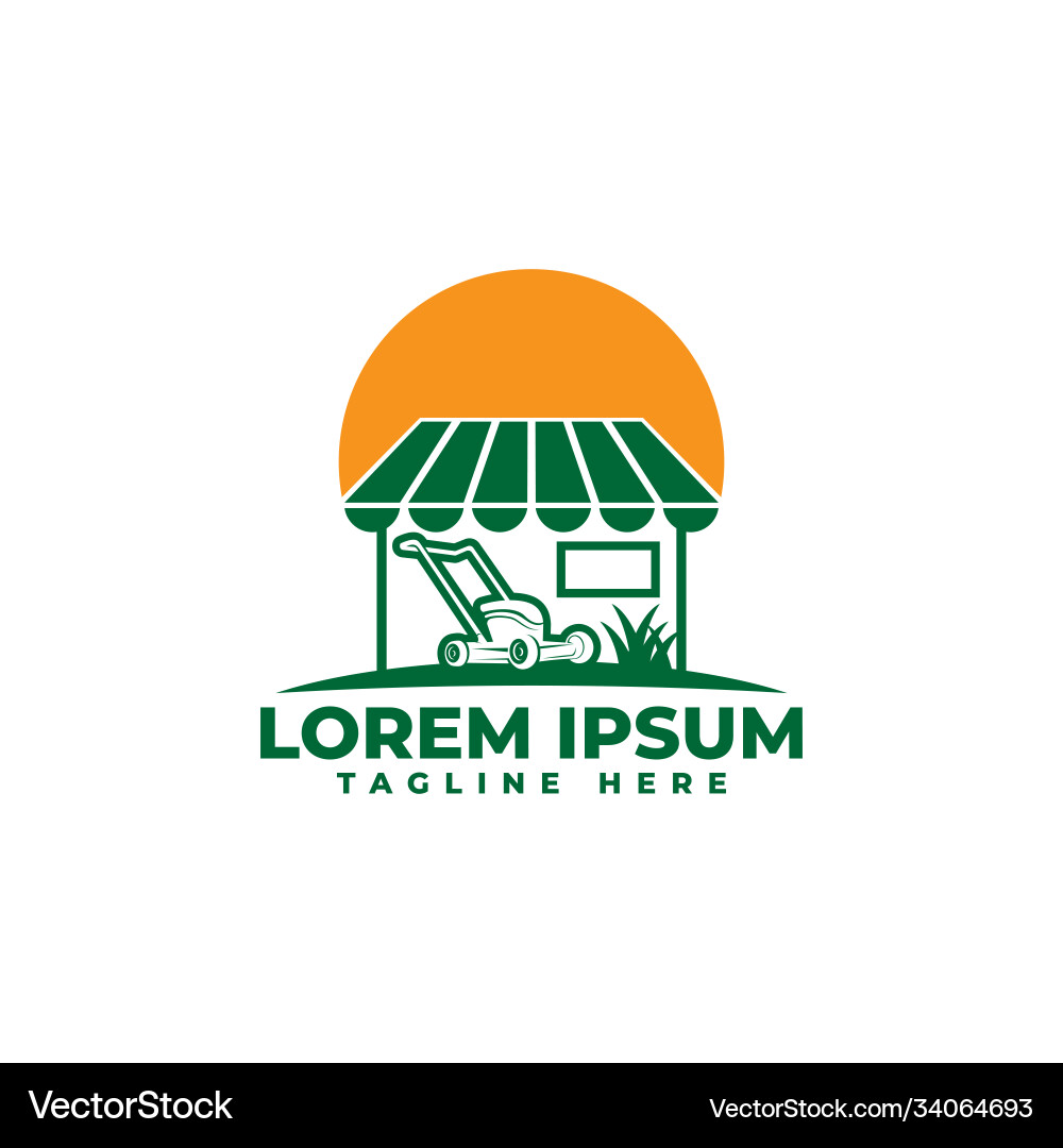 Lawn mower store sign logo icon Royalty Free Vector Image