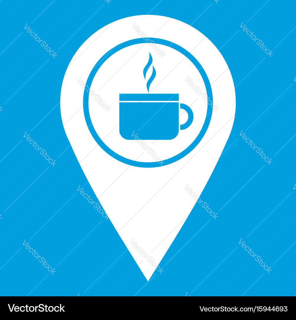 Map pin location with tea or coffee cup sign icon Vector Image