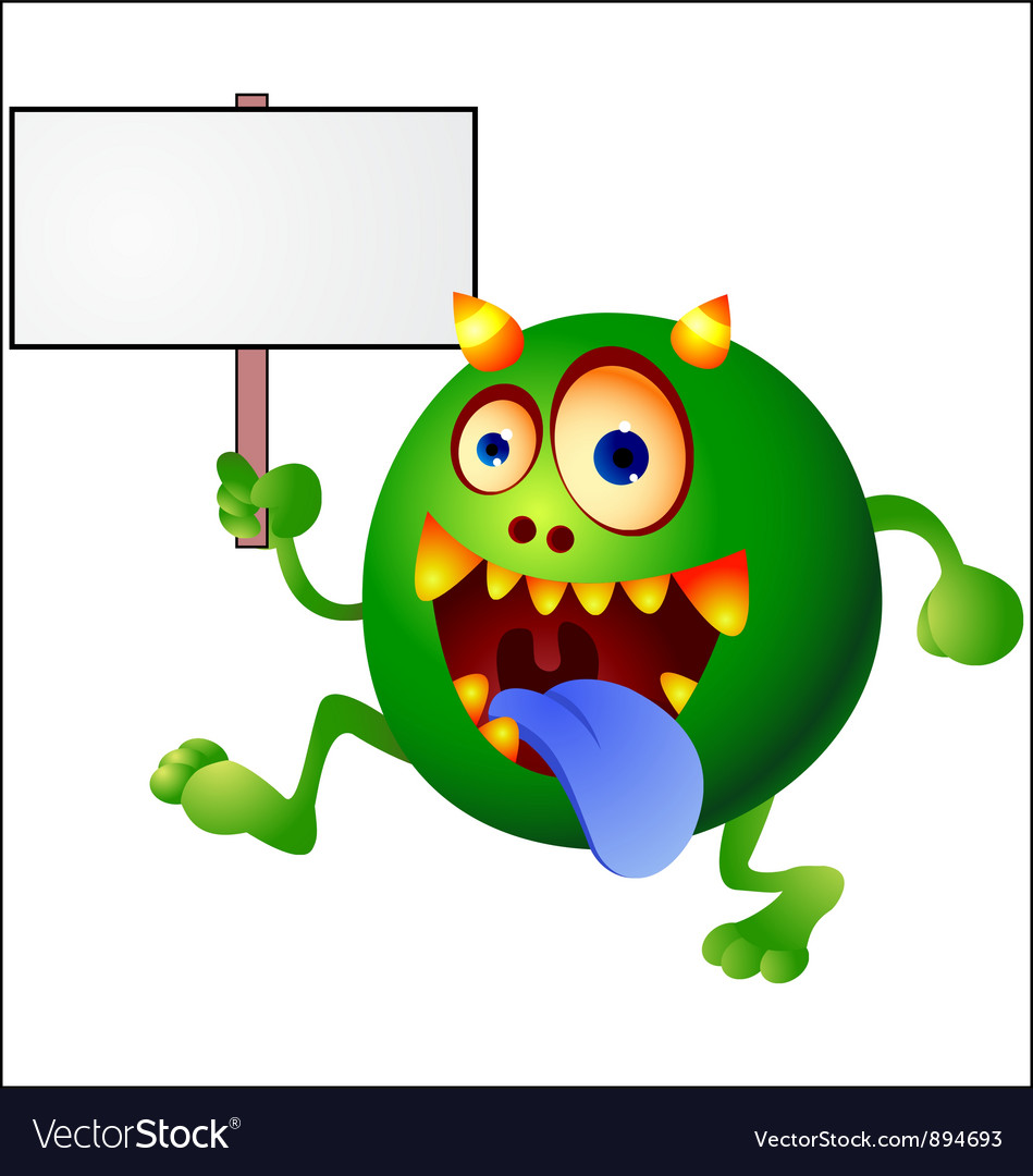 Monster with blank sign Royalty Free Vector Image