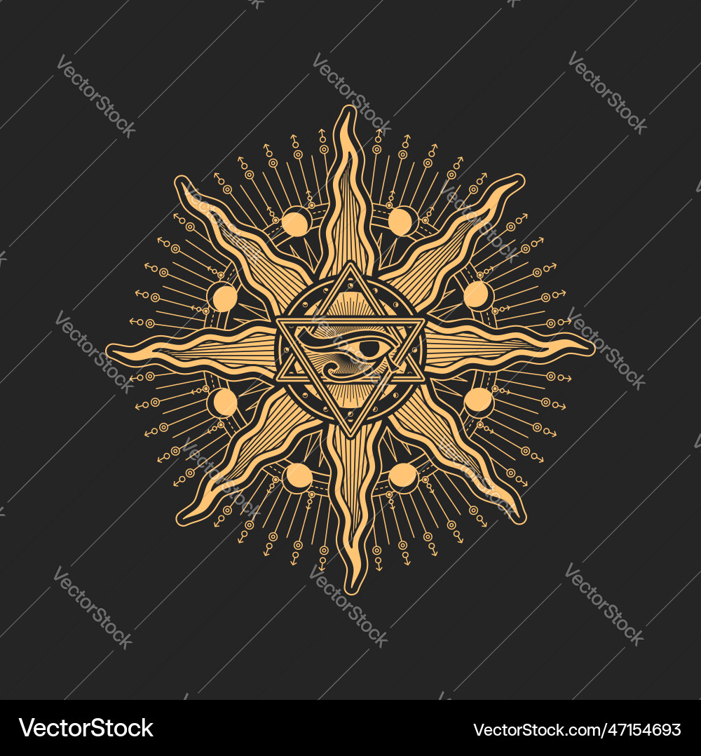 Occult esoteric pentagram with egyptian horus eye Vector Image
