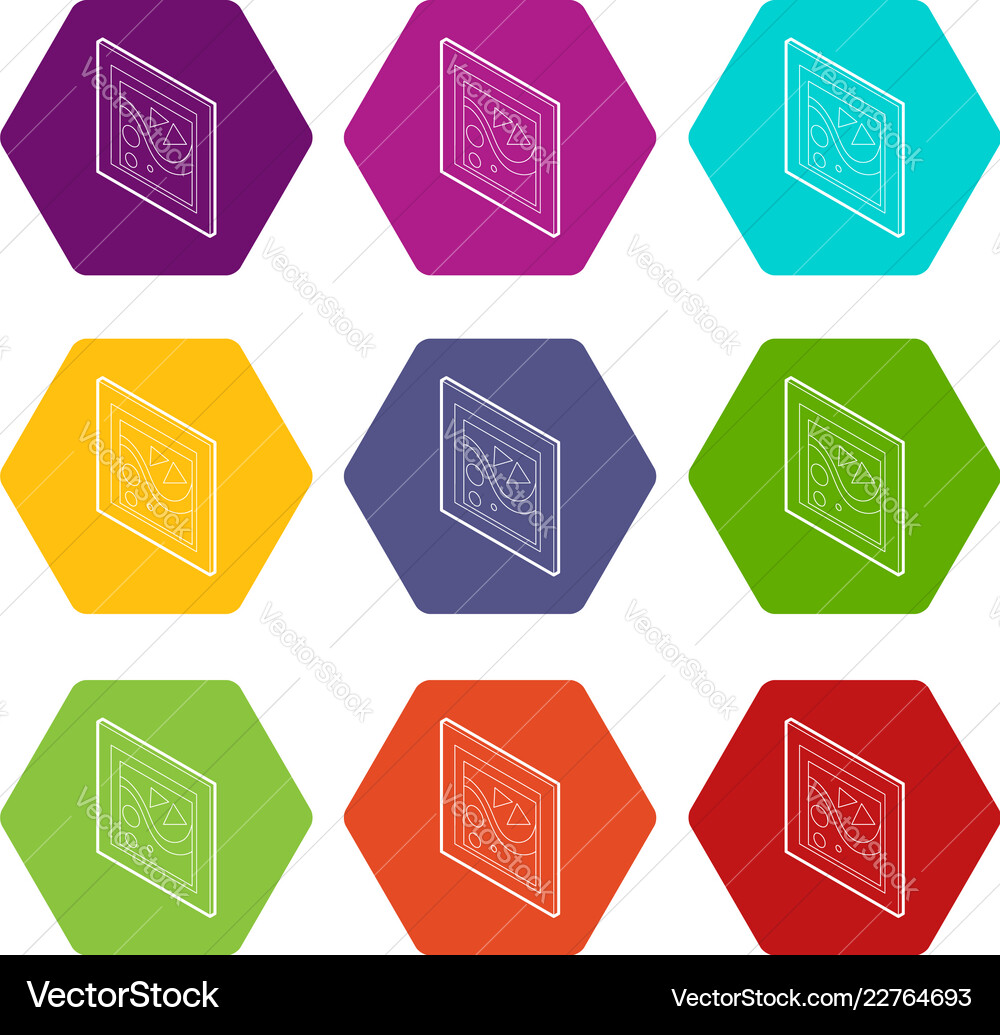 Picture in a frame icons set 9 Royalty Free Vector Image