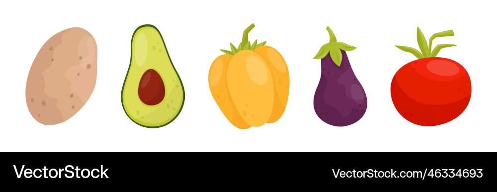 Raw vegetables as ripe garden crop set Royalty Free Vector