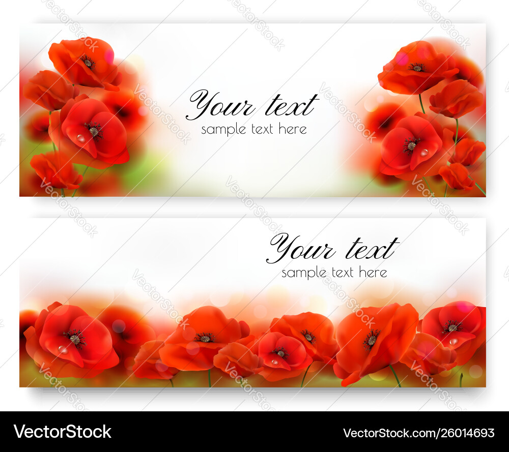 Red poppy flower banners Royalty Free Vector Image