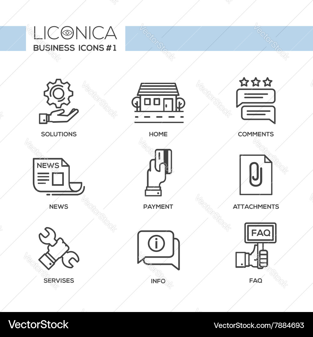 Set of modern office flat design simple line Vector Image