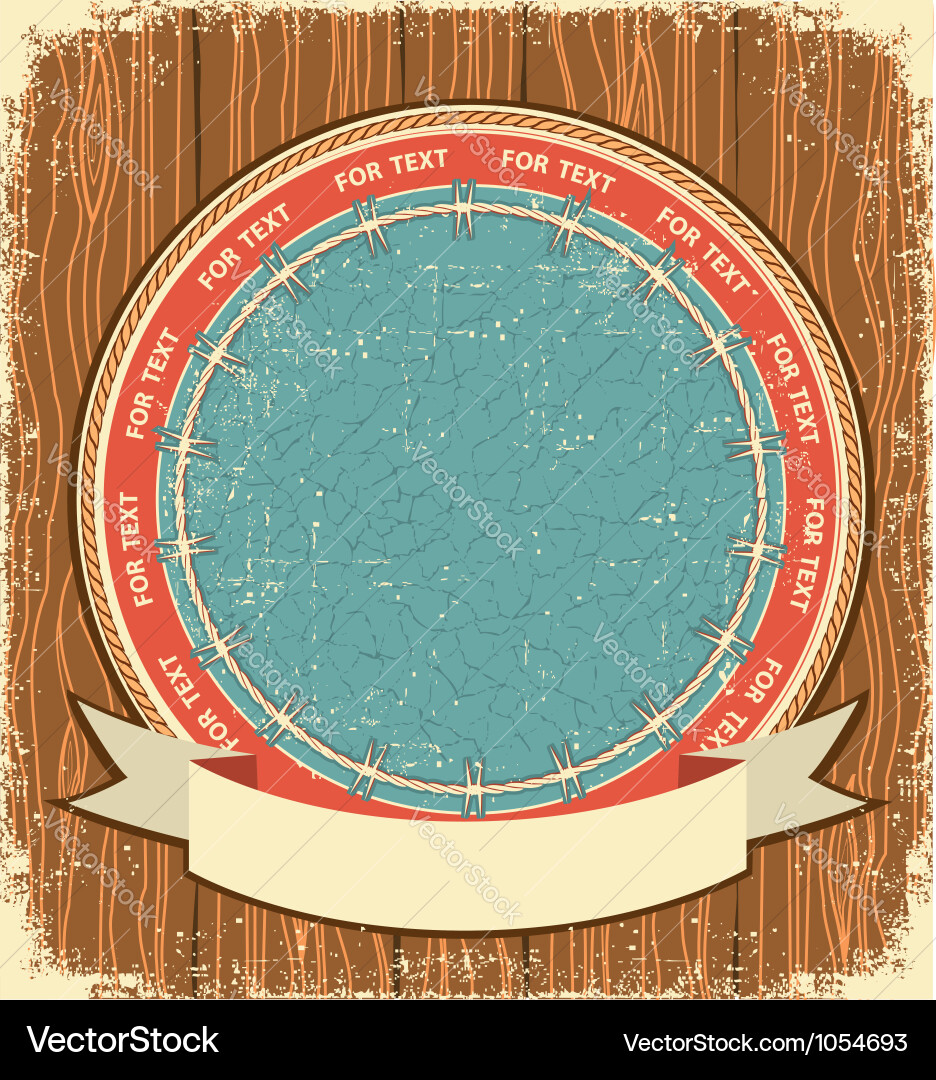 Western symbol background on old wood texture Vector Image