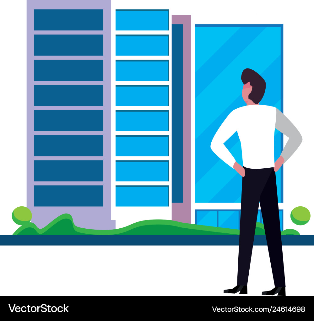 Businessman urban building Royalty Free Vector Image