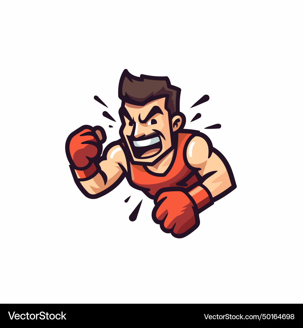 Cartoon boxer punching isolated on white Vector Image
