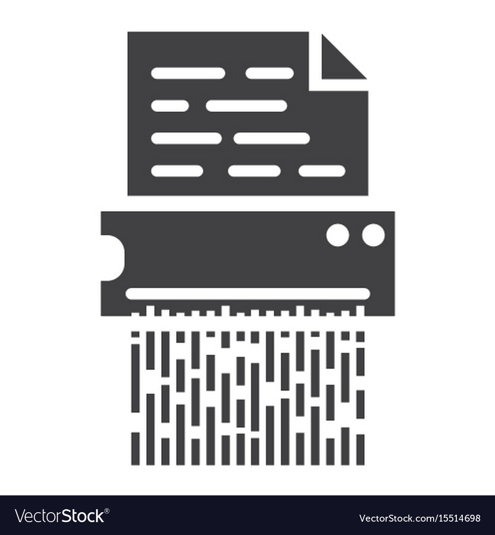 Document shredder solid icon destroy file Vector Image