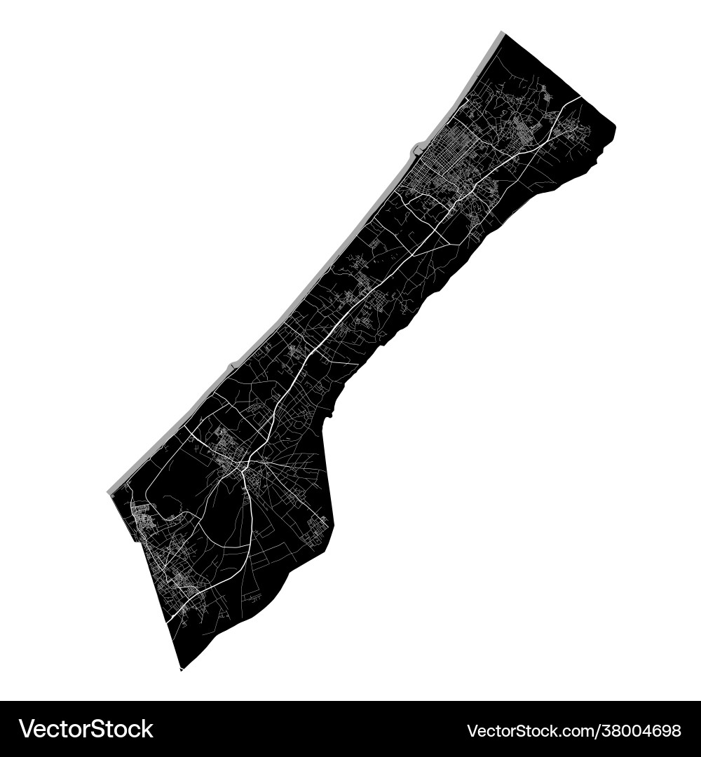 Gaza strip map detailed black map strip Royalty Free Vector