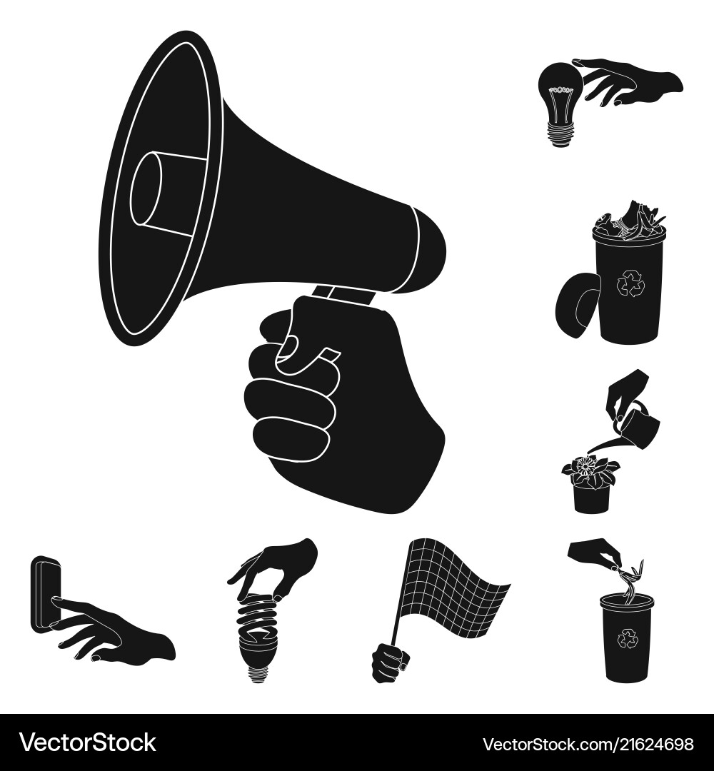 Manipulation by hands black icons in set Vector Image