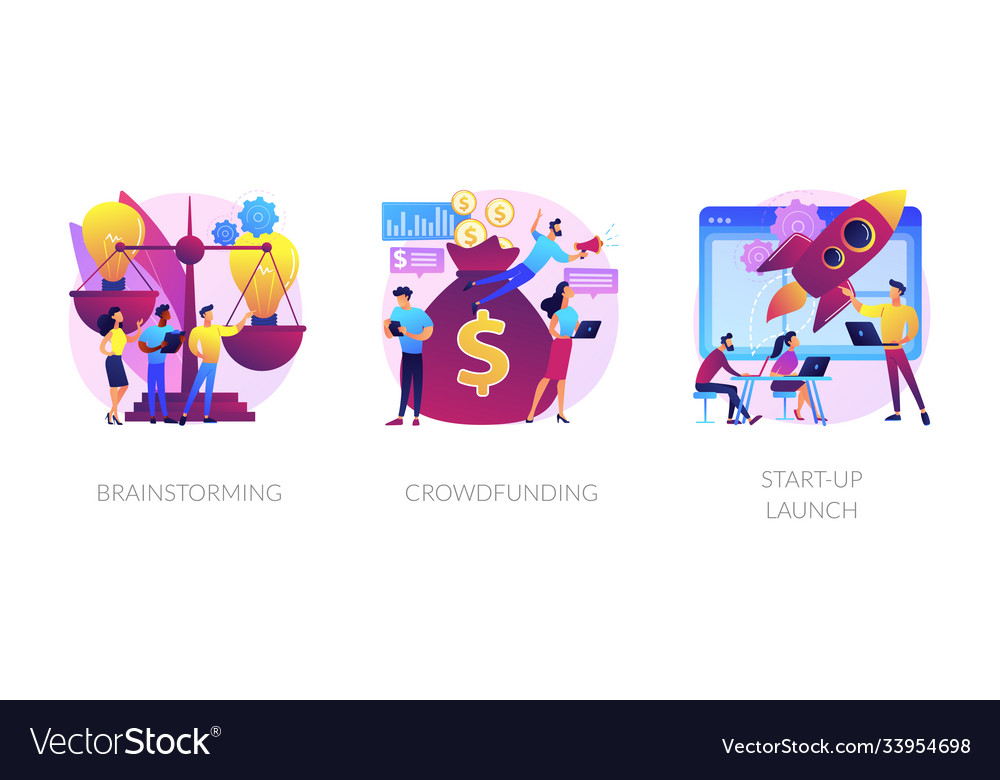 Start-up launching process concept Royalty Free Vector Image Start-up launching process concept Royalty Free Vector Image