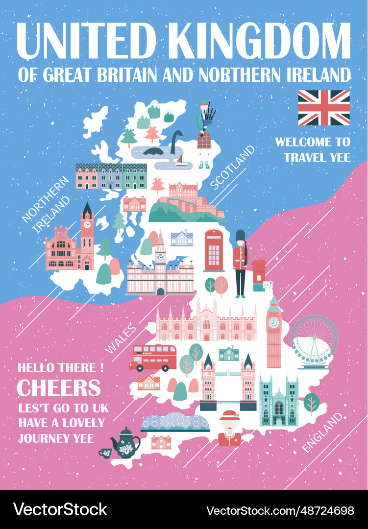 United kingdom travel map Royalty Free Vector Image