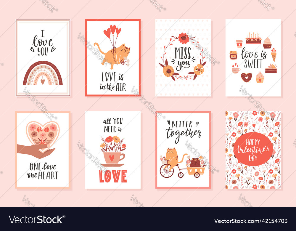 A set of postcards posters for valentines day Vector Image