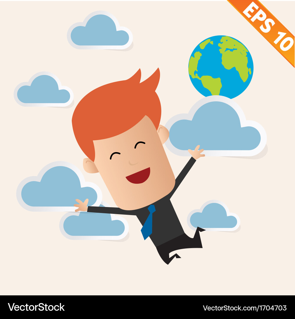 Business man fly on the sky - eps10 Royalty Free Vector