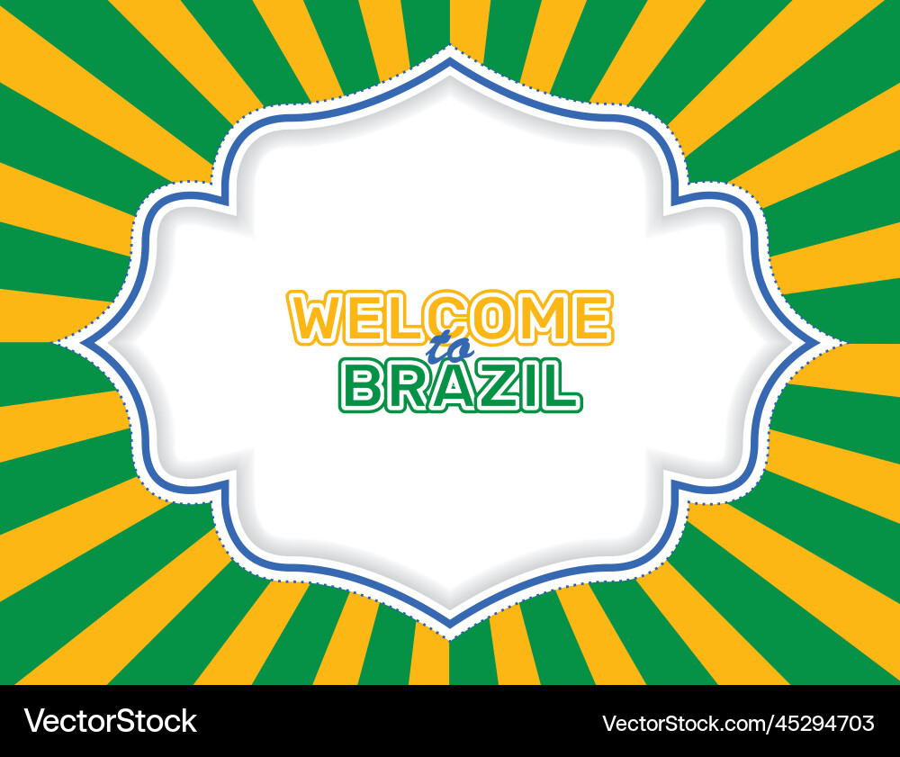 Frame with stripes welcome to brazil text Vector Image