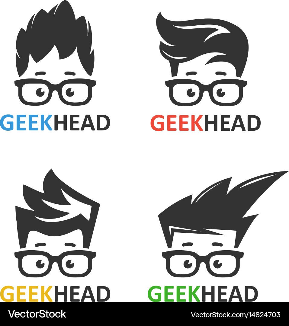 Geeks and nerds set of logos Royalty Free Vector Image