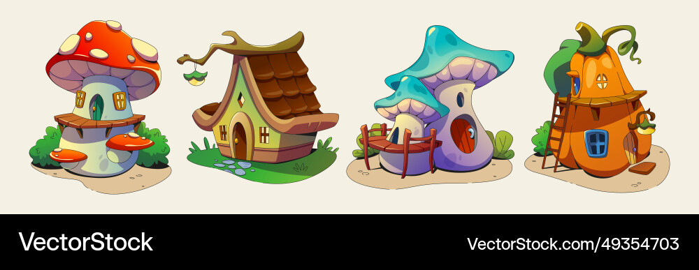 Gnome houses set isolated on white background Vector Image