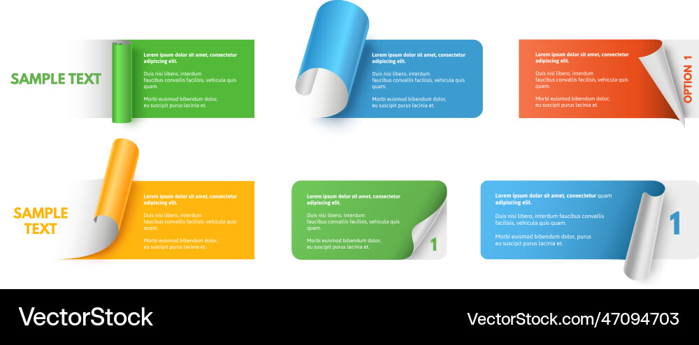 Infographic banner with peeling sticker listed Vector Image