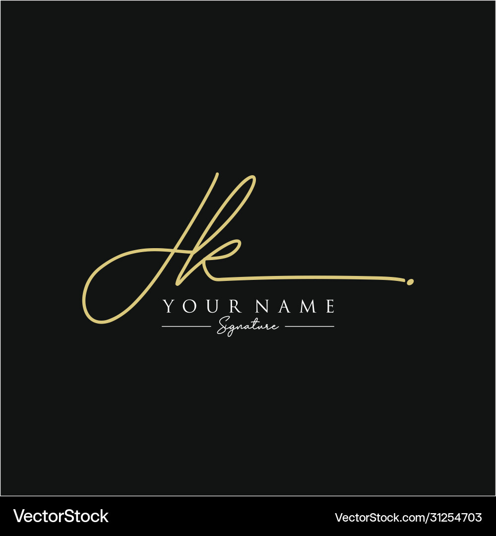 Letter jk signature logo template Royalty Free Vector Image