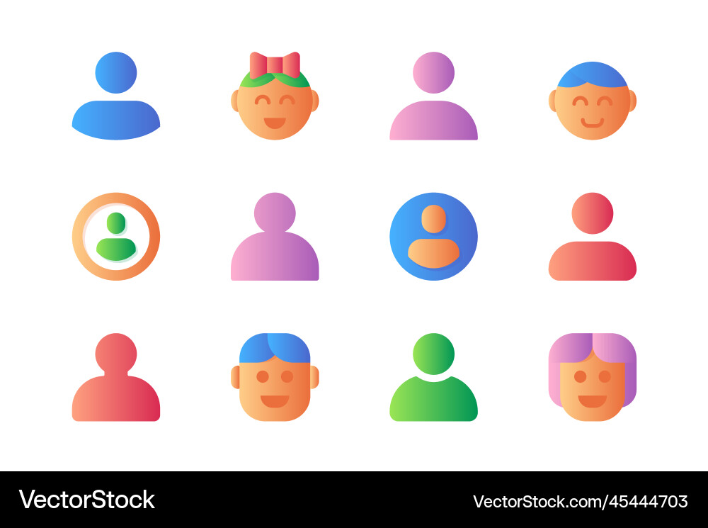 Profile icons set in color flat design Royalty Free Vector