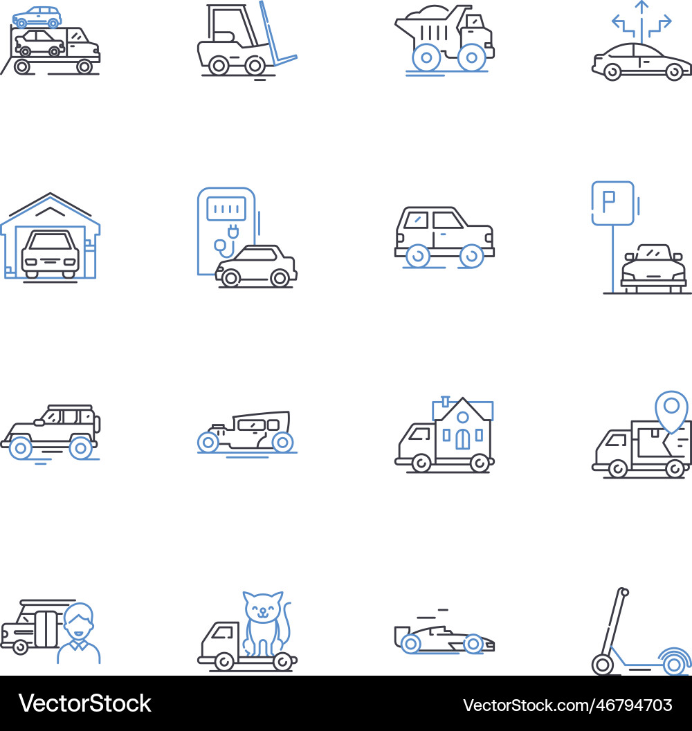 Rv and accommodation line icons collection camper Vector Image