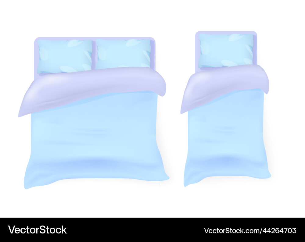 Set of blue realistic bed mockups Royalty Free Vector Image