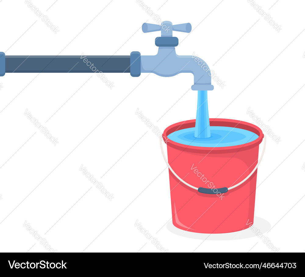 Tap and bucket with water Royalty Free Vector Image