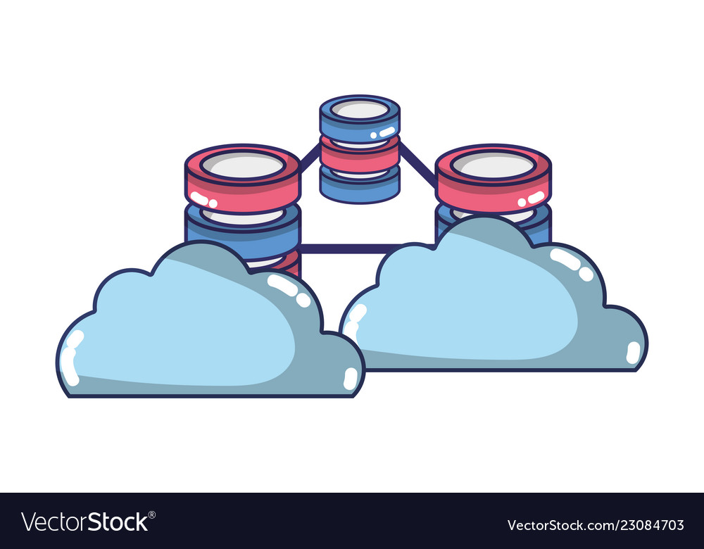 Technology computing cloud cartoon Royalty Free Vector Image